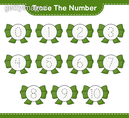 Trace the number. Tracing number with Ribbon. Educational children game ...