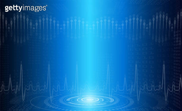 abstract background technology concept in blue light,brain and human ...