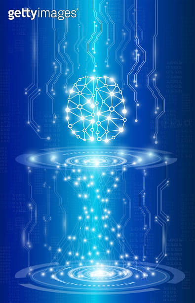 abstract background technology and science concept in blue light ...