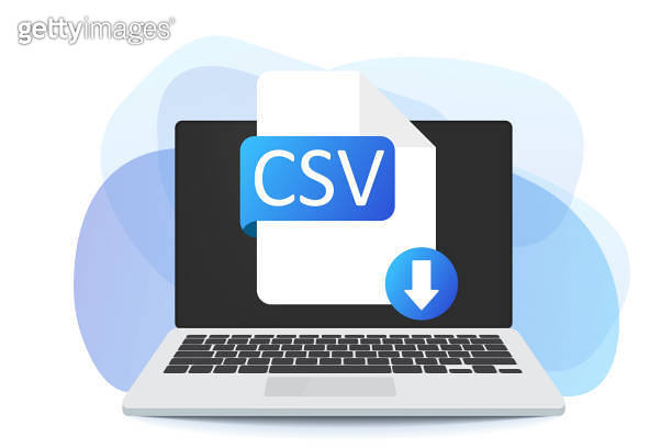 Download CSV button on laptop screen. Downloading document concept. CSV ...