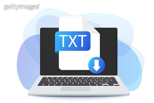 Download TXT button on laptop screen. Downloading document concept. TXT ...