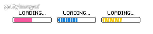 Pixel art 8-bit loading bar concept. Loading or Installing process. Vector illustration 이미지 ...