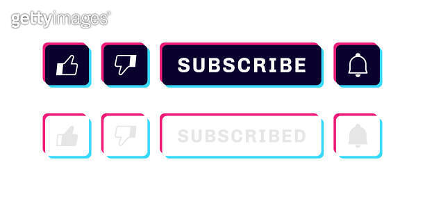 Social media button design. Subscribe, thumb up or down and bell button ...