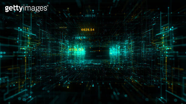 Digital cyberspace and digital data network connections concept. Transfer digital data hi-speed ...