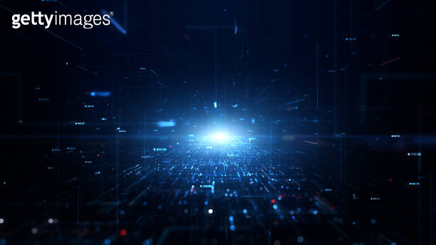 Digital cyberspace and digital data network connections. Digital data hi-speed internet and ...