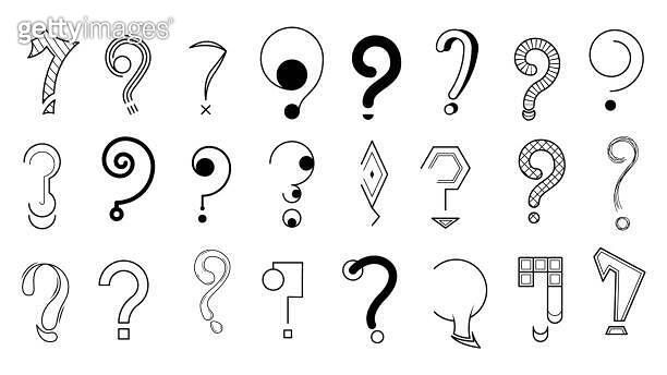 Set Hand Draws Collection Doodle Different Black Question Marks Vector ...