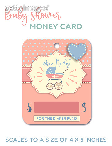 Oh baby - Baby shower greeting card. Baby gift card, money card ...
