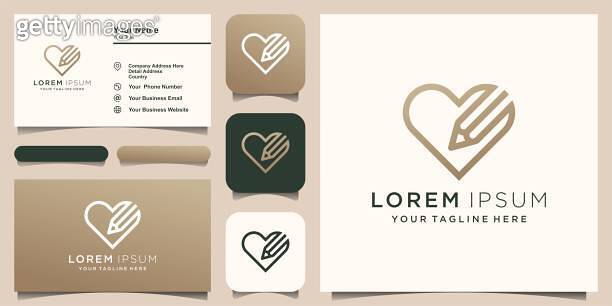 love study symbol designs Template. pencil combined with heart line art ...