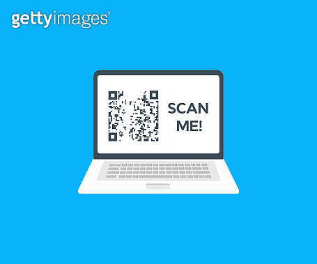 Laptop screen QR codes with scan me inscription, UI UX design element ...
