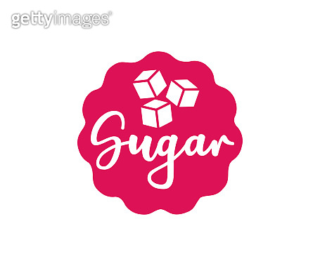 Sugar cubes, label or sticker, mark, sign. Refined sugar. Sugar cubes ...