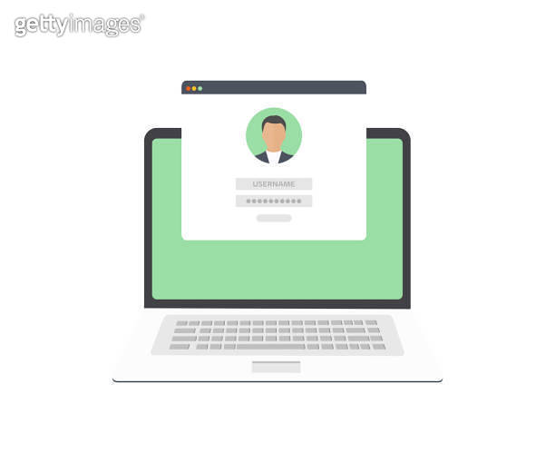 Sign in page on laptop screen icon design. Desktop computer with login ...