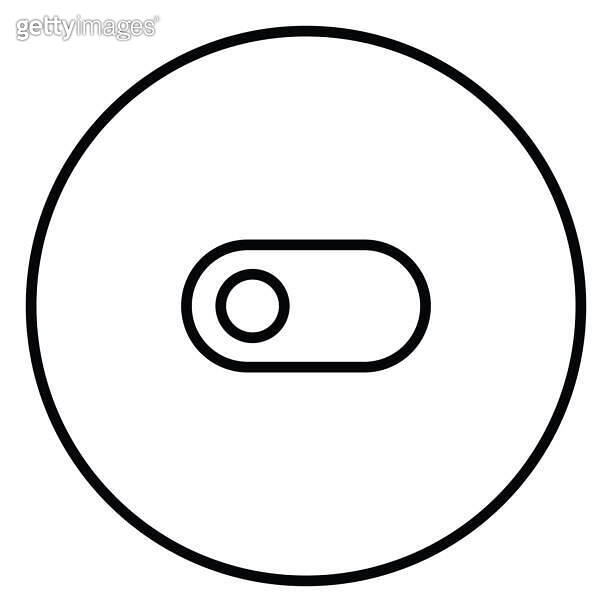 Toggle circle black and white outline button, line icon vector ...