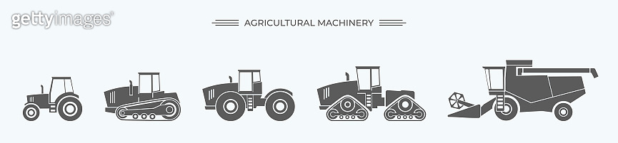 Agriculture and agricultural machinery vehicles flat SVG icons ...
