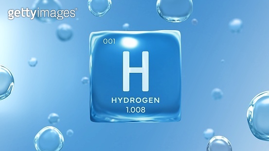 "H2" Hydrogen Titled Cube Bubble Infographics Banner Background with ...
