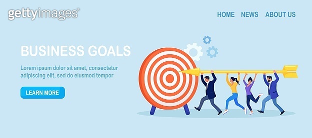 Business People Running, Carry Huge Arrow to Huge Target. Successful ...