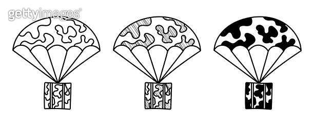 Set of hand drawn vector military air drop in doodle cartoon style 이미지 ...