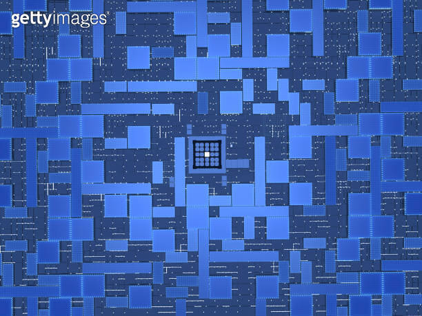 Microchip top view 3D visualization semiconductor inside computer 이미지 ...