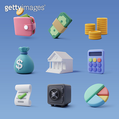 Set of 3d finance icon, Business and financial concept. 이미지 (1439380967 ...