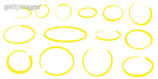 Hand drawn highlight circles frame set. Doodle highlight ovals. Marker ...
