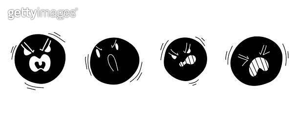 Angry face. Doodle hand drawn swear bad emoji. Angry screaming face ...