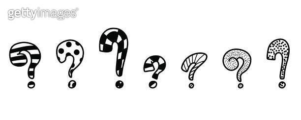 Doodle questions. Hand drawn question marks. Doodle marker ask point ...