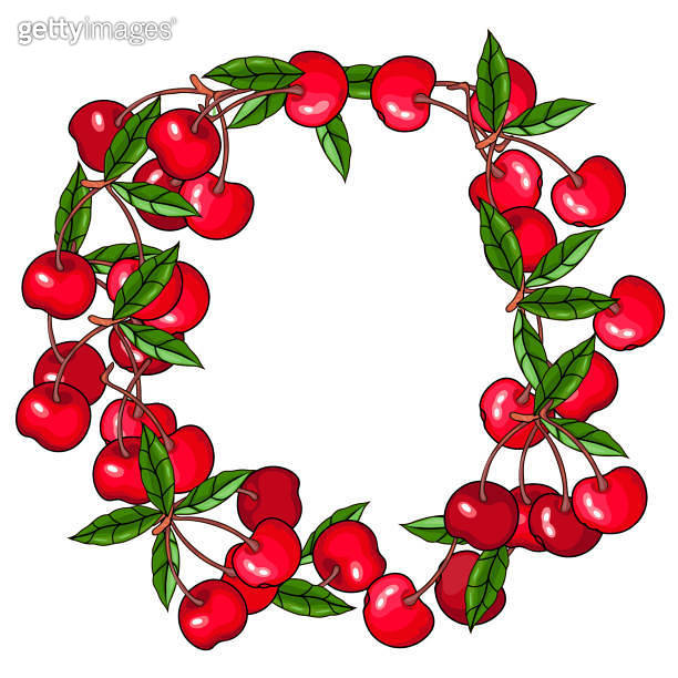 Cherry circle decorative frame border design vector illustration ...