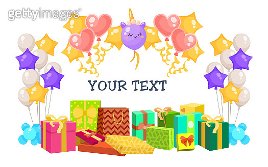 Cute decorations for party around your text vector illustration 이미지 ...