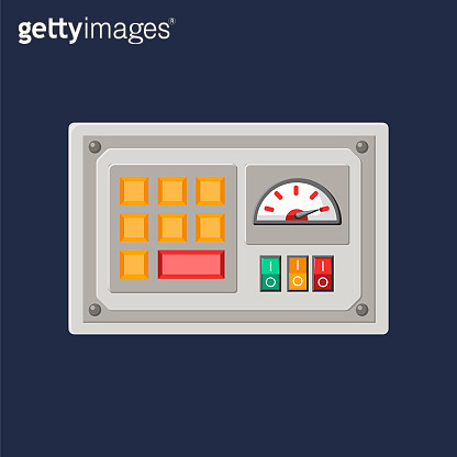 Control panel with buttons, switches and dial cartoon illustration 이미지 ...