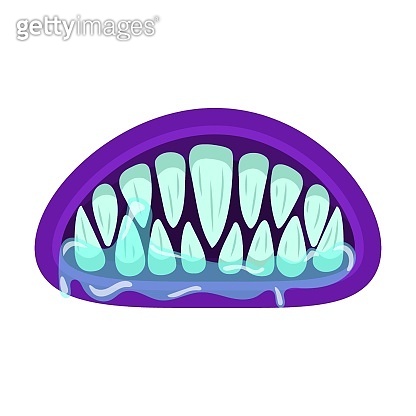 Colorful monster mouth cartoon vector illustration. Cute and scary ...