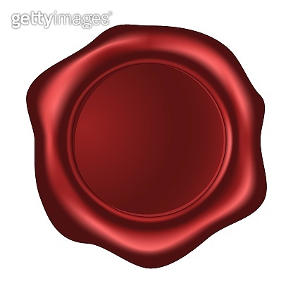 round burgundy Antique wax stamp in shape on white background cartoon ...