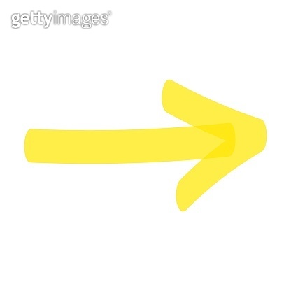 Right arrow drawn by yellow marker. Vector illustration of underline ...