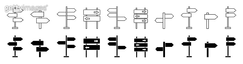 Sign post vector icon set. Road sign with arrow. Guidepost sign ...