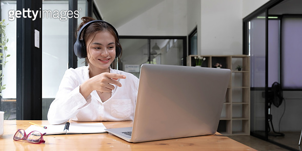 close up of Student learning online class by using laptop computer and ...