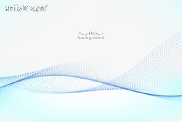Abstract particle wave vector background, smooth curved fluid array dot shape.Blue abstract wave ...