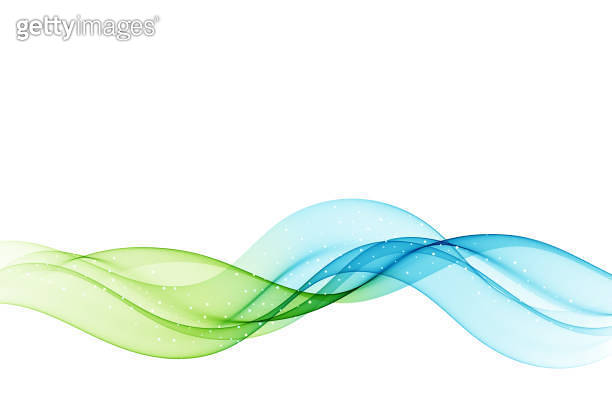 Blue and green wave design element on white background. Transparent ...