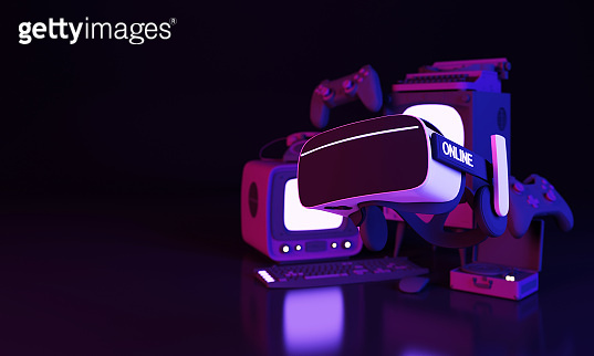 Virtual reality headset and controllers for gaming. VR helmet ...