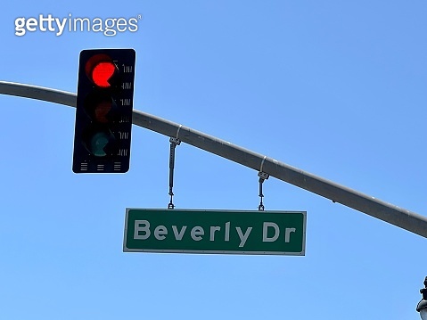 Los Angeles street sign ‘Beverly Drive’, California, USA 이미지 ...