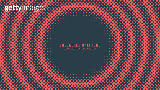 Vector Halftone Checkered Pattern Round Frame Red Blue Abstract ...