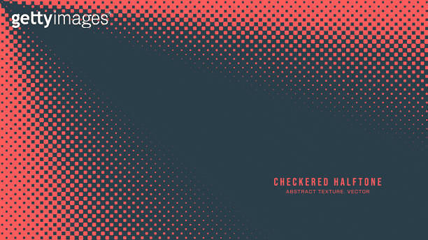 Checker Halftone Pattern Vector Square Dots Light Ray Border Red Blue ...