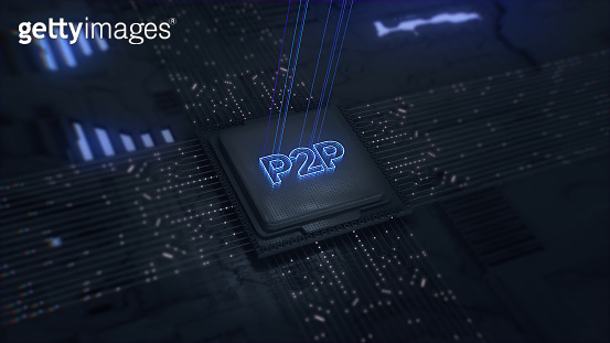 P2P. Peer-to-peer.Digital futuristic logo.Advanced Technology Concept ...