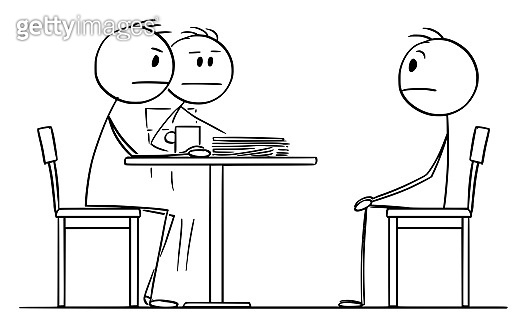 Person on Job Interview or Student on Examination, Vector Cartoon Stick ...