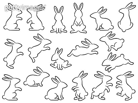 Line drawing illustration set of rabbit in various poses (1428275478 ...