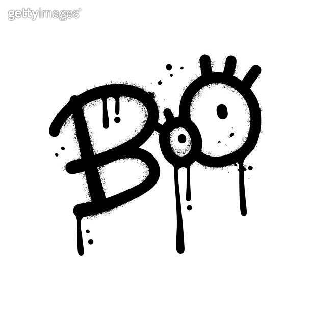 Boo - Urban street graffiti style word with eyes. Print for graphic tee ...