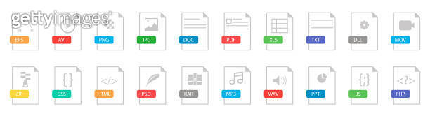 File format flat icon set. Document file icons vector set (1375325115 ...