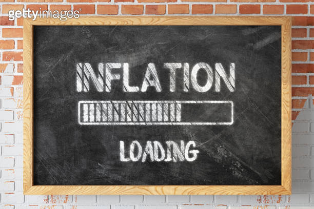 Inflation Loading Written on a Black ChalkBoard 이미지 (1409841358) - 게티이미지뱅크