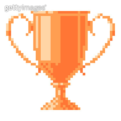 Winner trophy award. Goblet pixel art icon. Sports competitions. Game ...