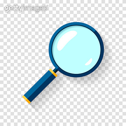 Search loupe icon in flat style, magnifying glass on transparent ...