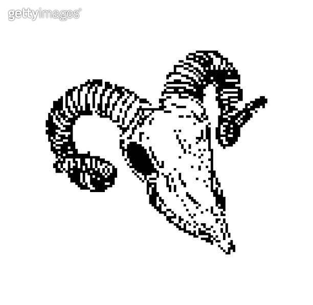 Goat skull pixel art. pixelated Goat head skeleton. 8 bit Vector ...