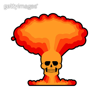 Nuclear explosion skull isolated. Atomic mushroom from nuclear bomb ...