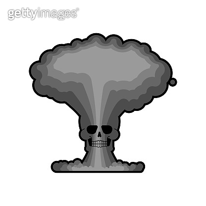 Nuclear explosion skull isolated. Atomic mushroom from nuclear bomb ...